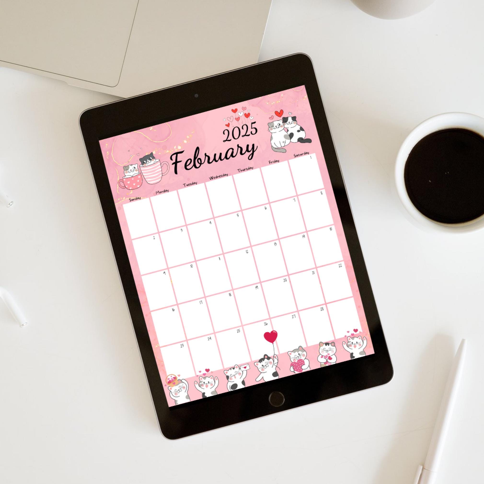 EDITABLE February 2025 Calendar, Printable February Calendar, Fillable ...