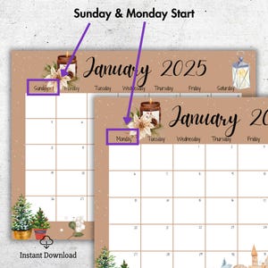 EDITABLE January 2025 Calendar, Printable January Planner, Beautiful ...