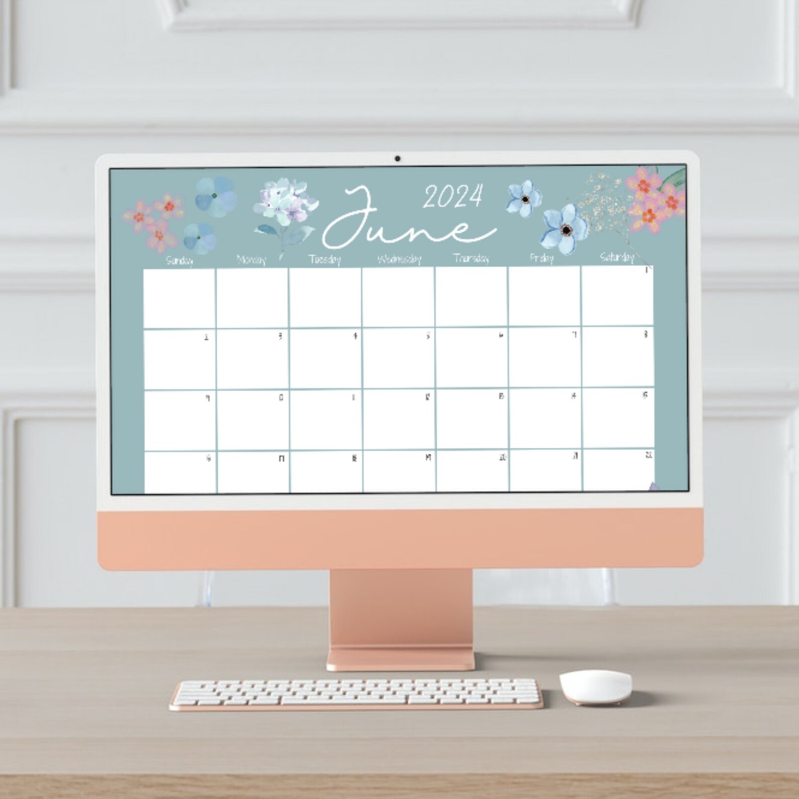 EDITABLE June 2024 Calendar, Beautiful Colorful Flowers, Printable ...