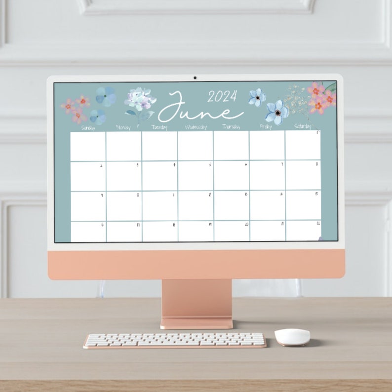 EDITABLE June 2024 Calendar, Beautiful Colorful Flowers, Printable ...