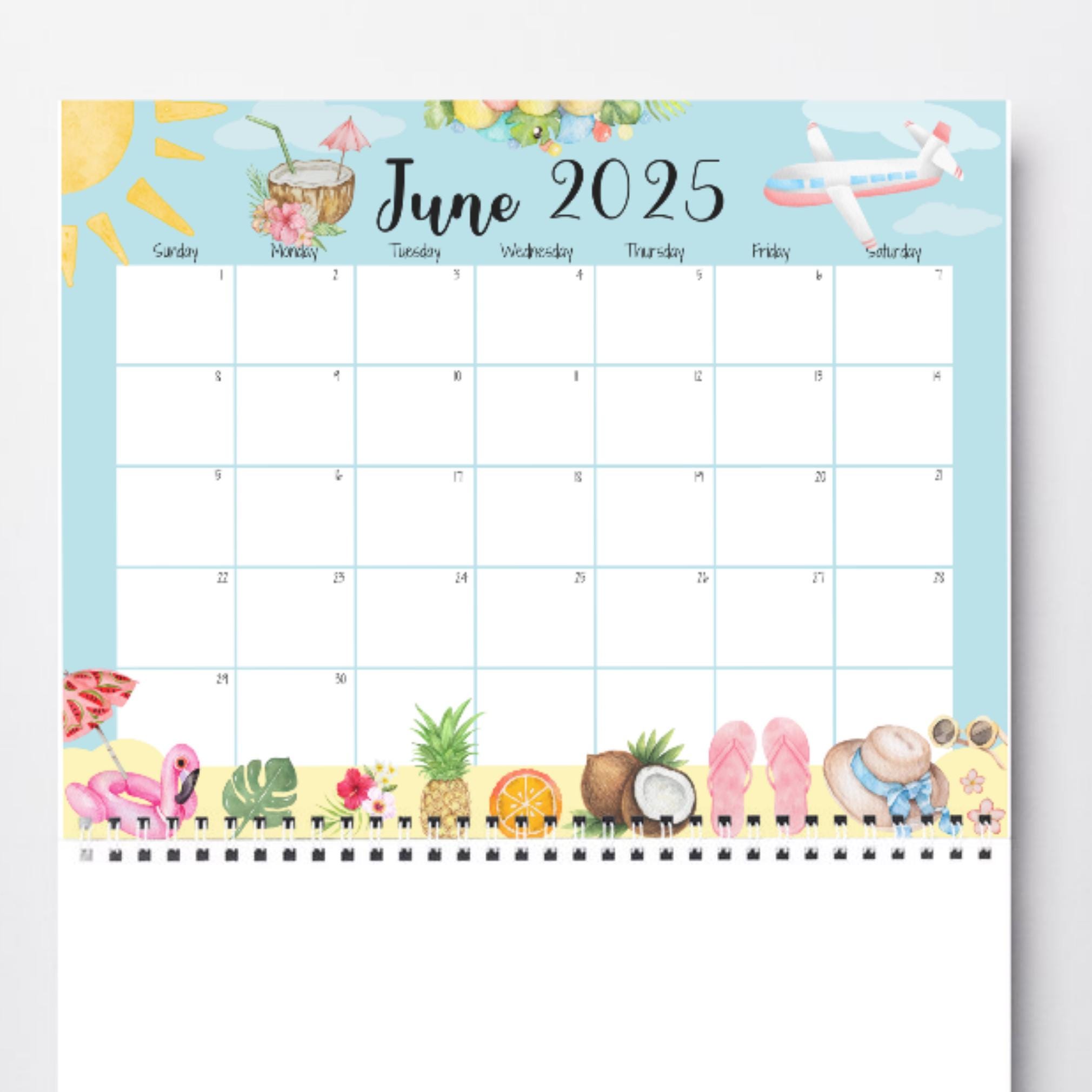 EDITABLE June 2025 Calendar, 2025 Summer Calendar, Fillable June ...