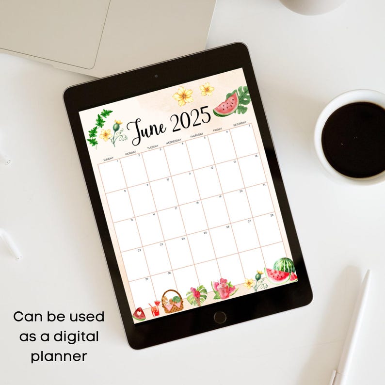 EDITABLE June 2025 Calendar, 2025 Summer Planner, Fillable June ...