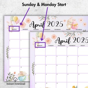 EDITABLE April 2025 Calendar, Printable April Calendar, Happy Easter ...