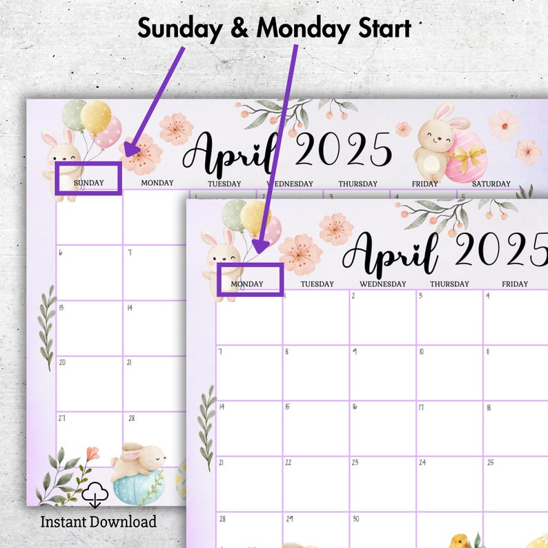 EDITABLE April 2025 Calendar, Printable April Calendar, Happy Easter ...