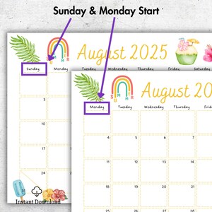 EDITABLE August 2025 Calendar, Printable Vacation Planner, Wonderful ...