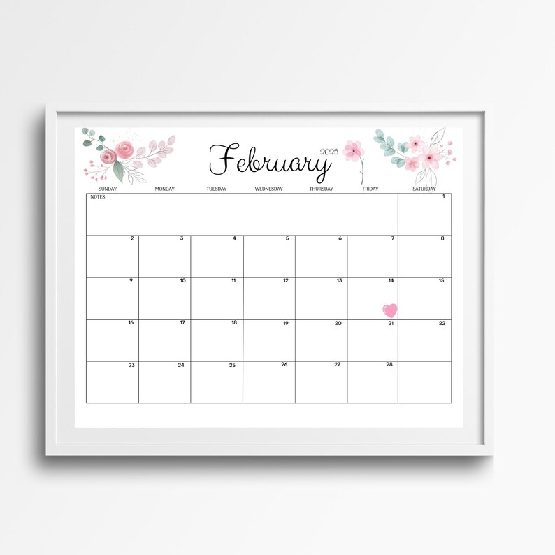 EDITABLE February 2025 Calendar, Flowered Planner, Printable Fillable ...