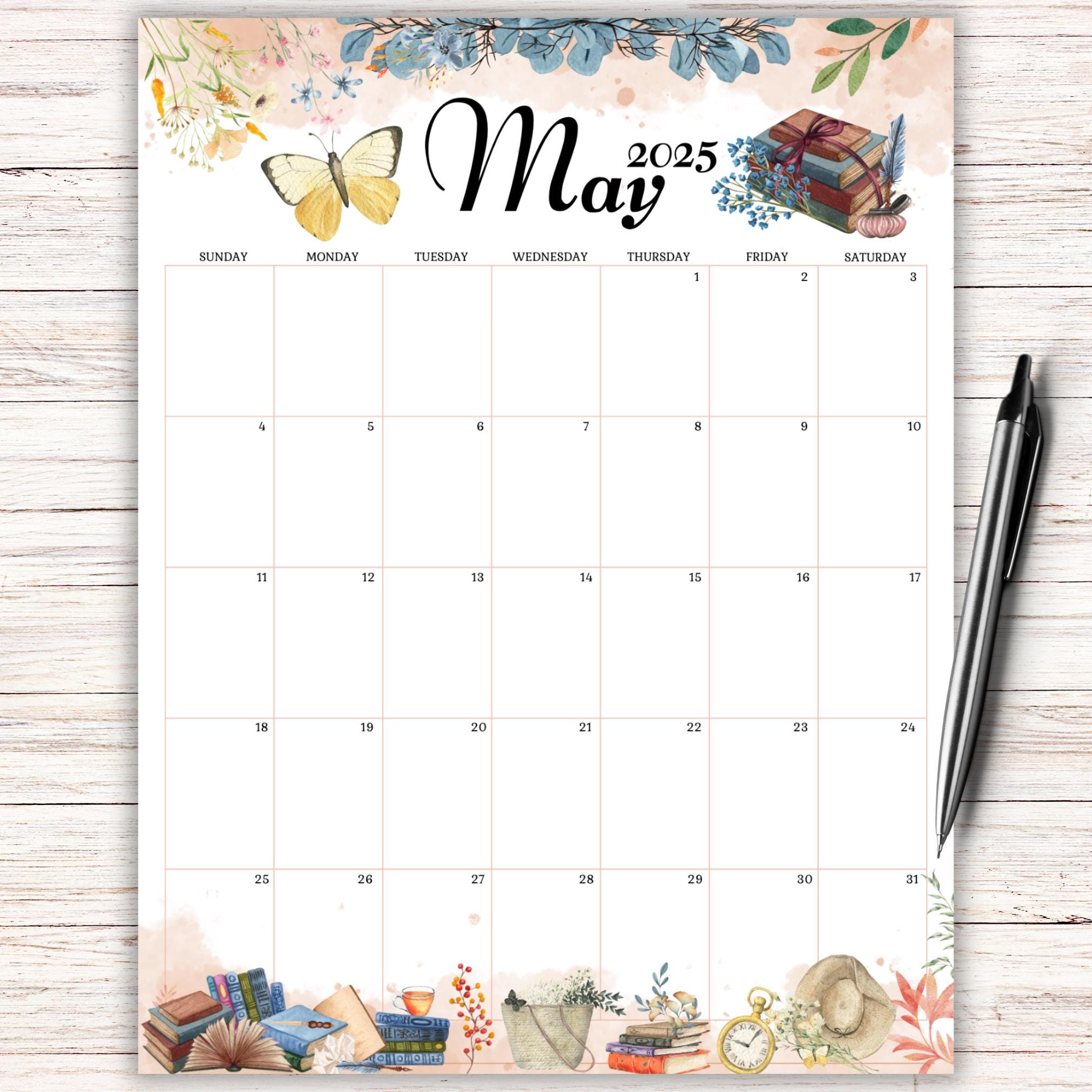 Editable 2025 May Calendar, Printable 2025 May Planner, May Monthly ...