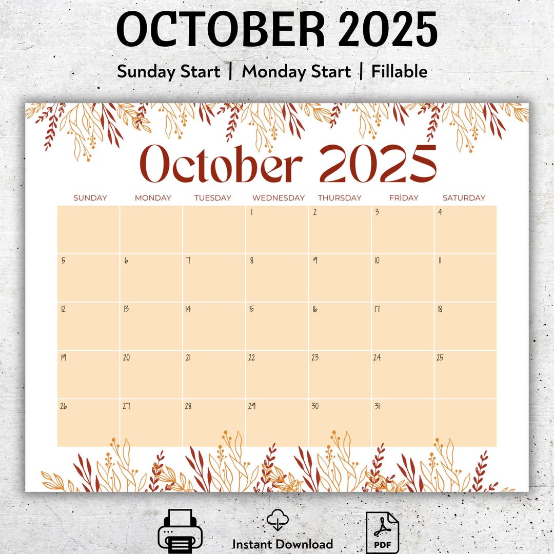EDITABLE October 2025 Calendar, Academic Calendar, Beautiful Fall ...