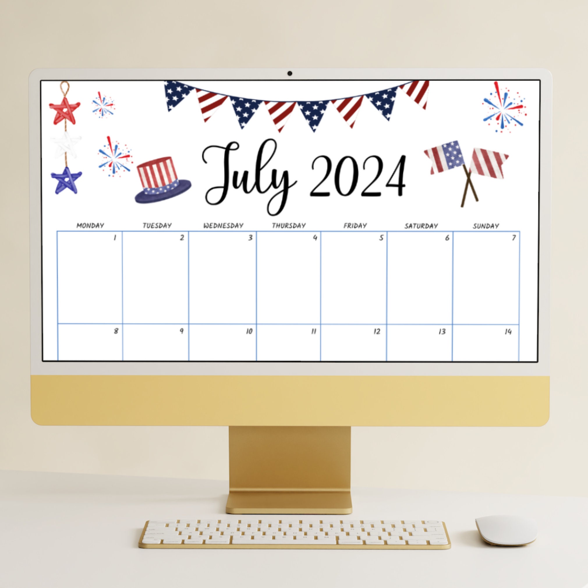EDITABLE July 2024 Calendar, Monthly Planner, Printable Homeschool ...
