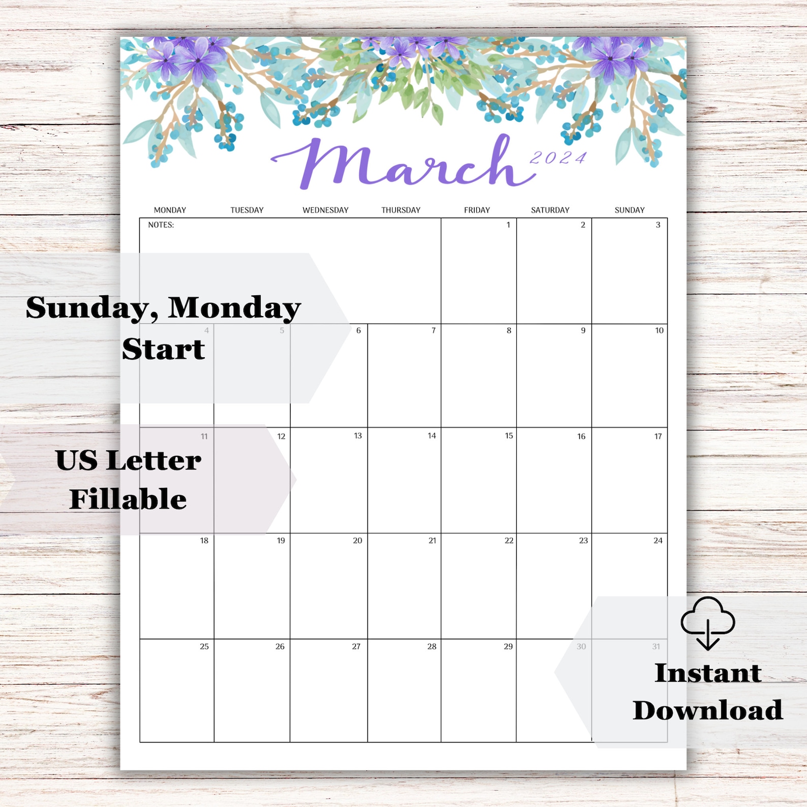 2024 March Homeschool Planner, Printable March Calendar, Planner March ...