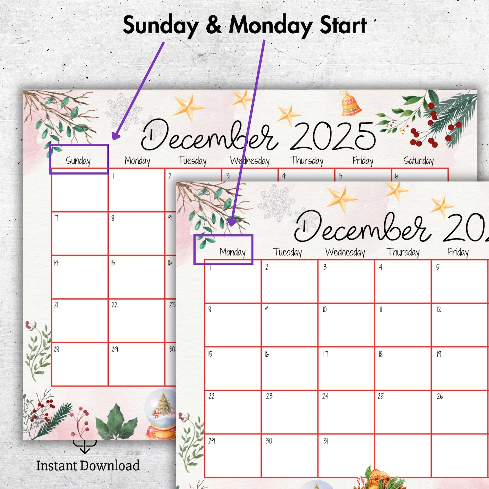 EDITABLE December 2025 Calendar, Happy Christmas, Happy New Year ...