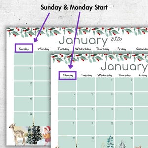 EDITABLE January 2025 Calendar, Cute January Calendar, Printable ...