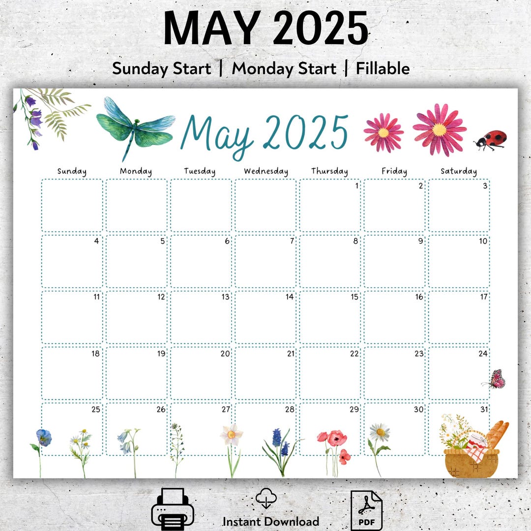 Editable 2025 May Planner, Printable May Calendar, Homeschool Monthly ...