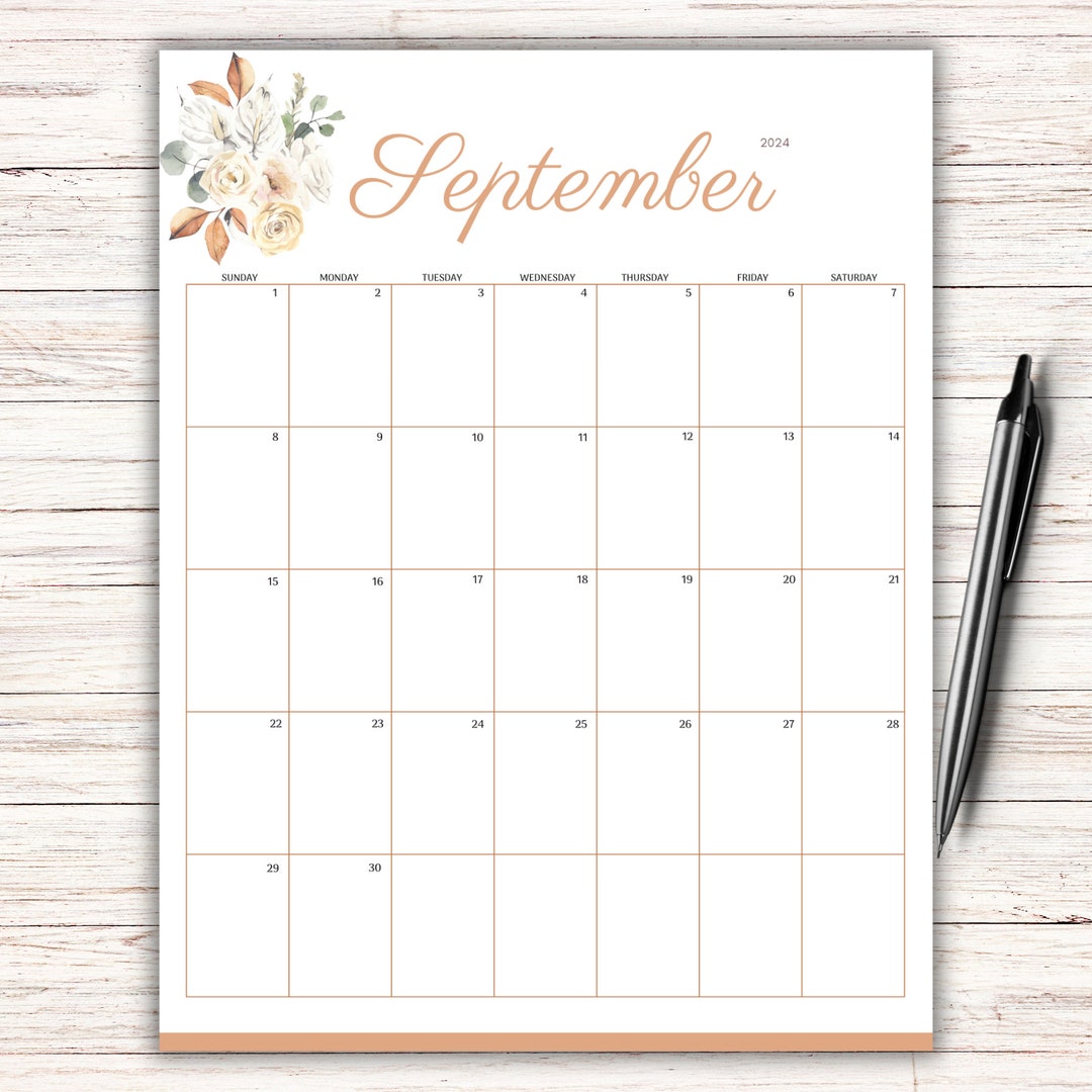 Editable 2024 September Calendar, September Monthly Planner, Vertical ...