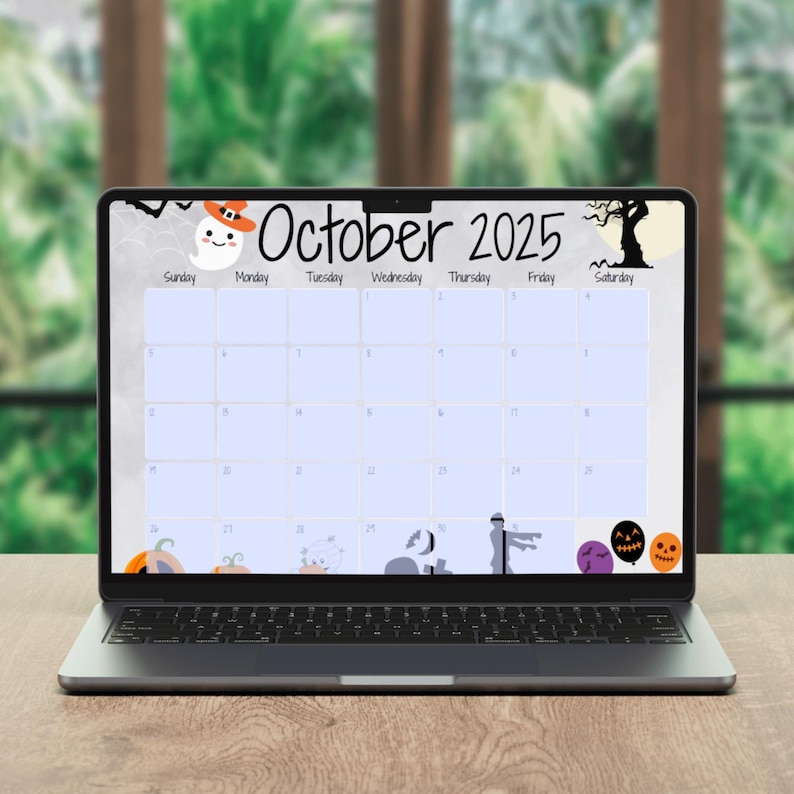 EDITABLE October 2025 Calendar, Happy Halloween, Pretty Ghost, Cute ...