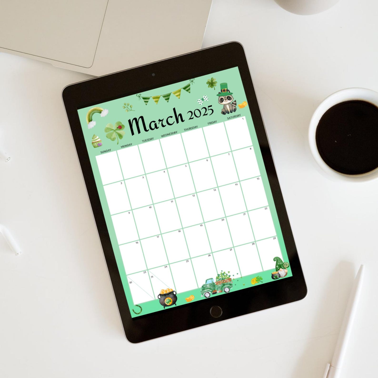 EDITABLE March 2025 Calendar, Printable March Planner, Happy St ...