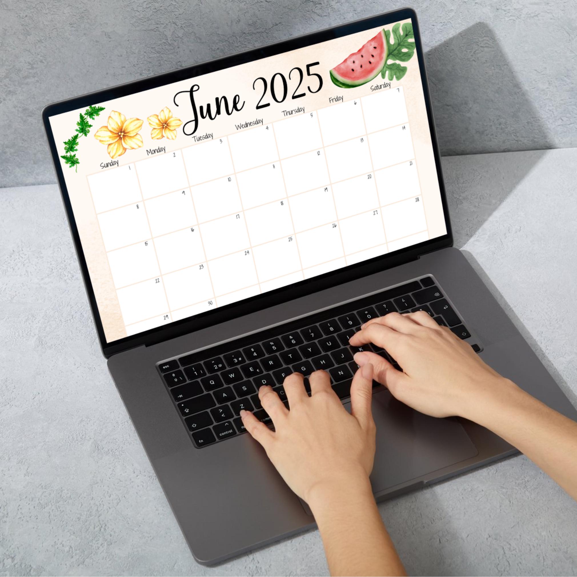 EDITABLE June 2025calendar, 2025 Summer Planner, Fillable June Calendar ...