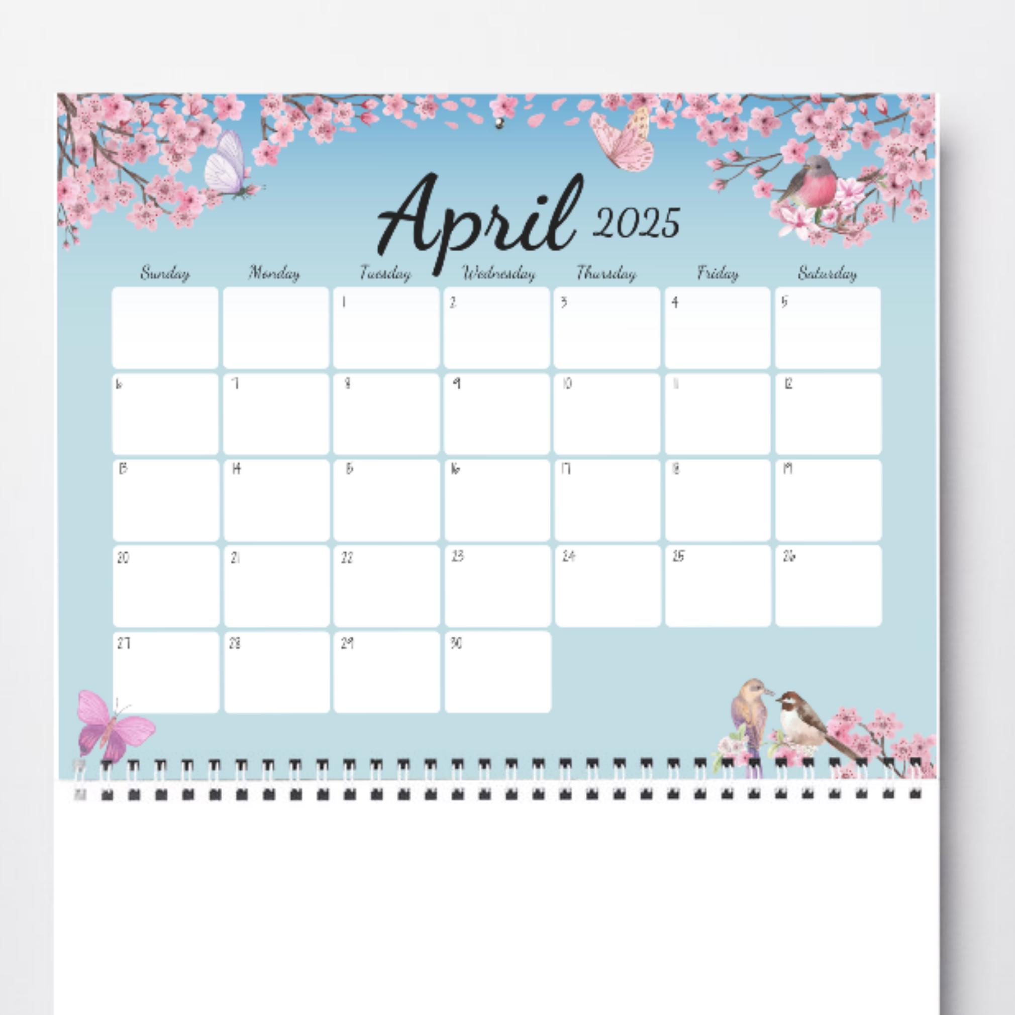 EDITABLE April 2025 Calendar, Beautiful Spring, Cherry Blossom, Cute ...