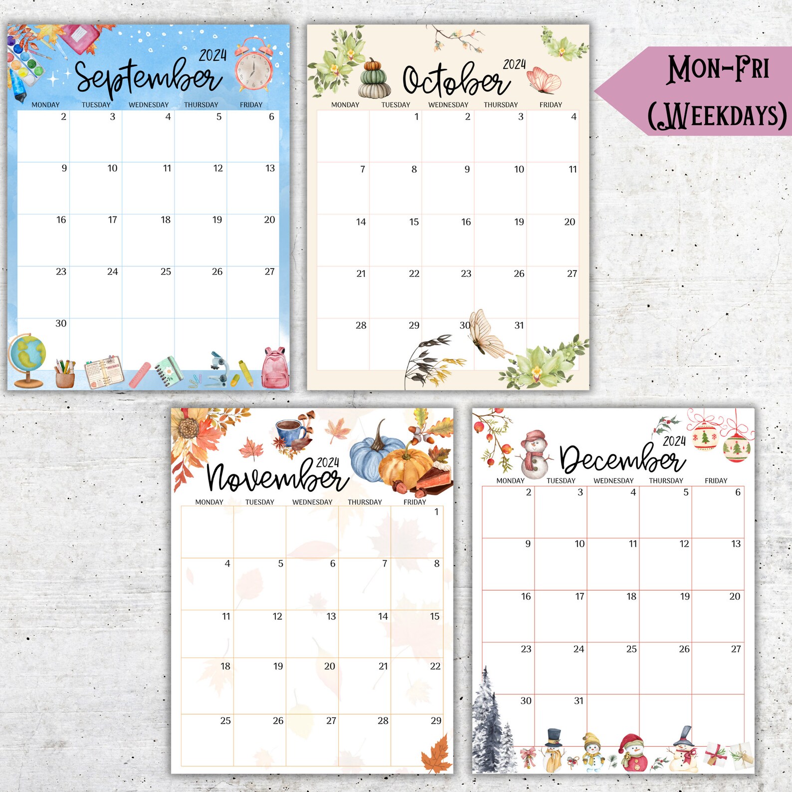 School Year Calendar 2024-2025 From September to June, Printable ...