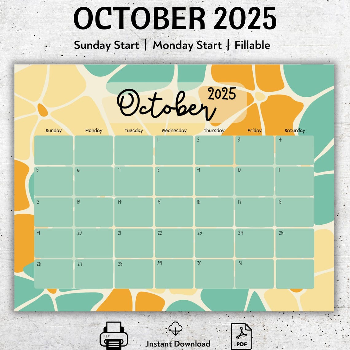 October 2025 Printable Calendar | Aesthetic Monthly Planner PDF ...