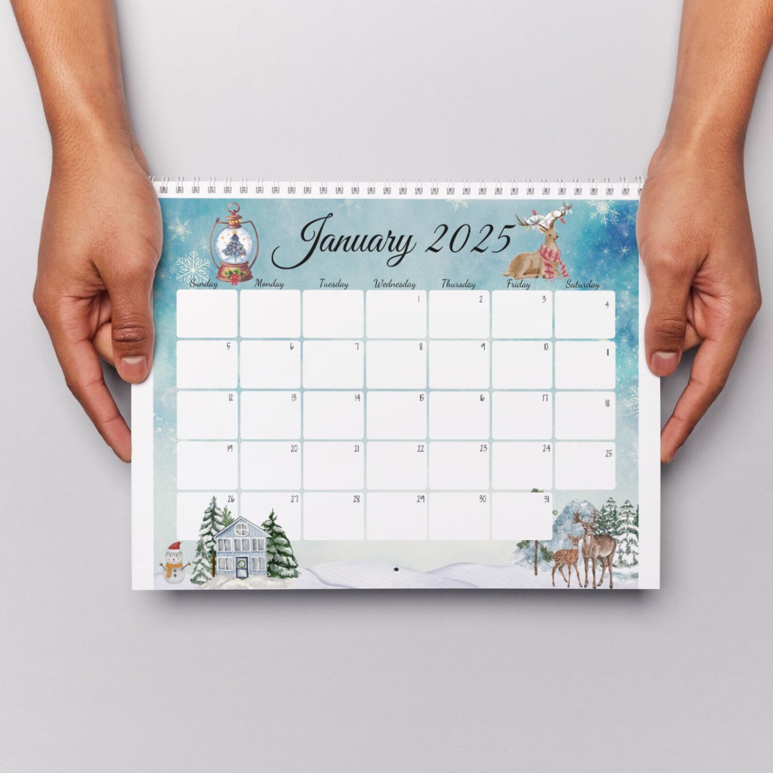 EDITABLE January 2025 Calendar, Beautiful Snowy Winter, Fillable ...
