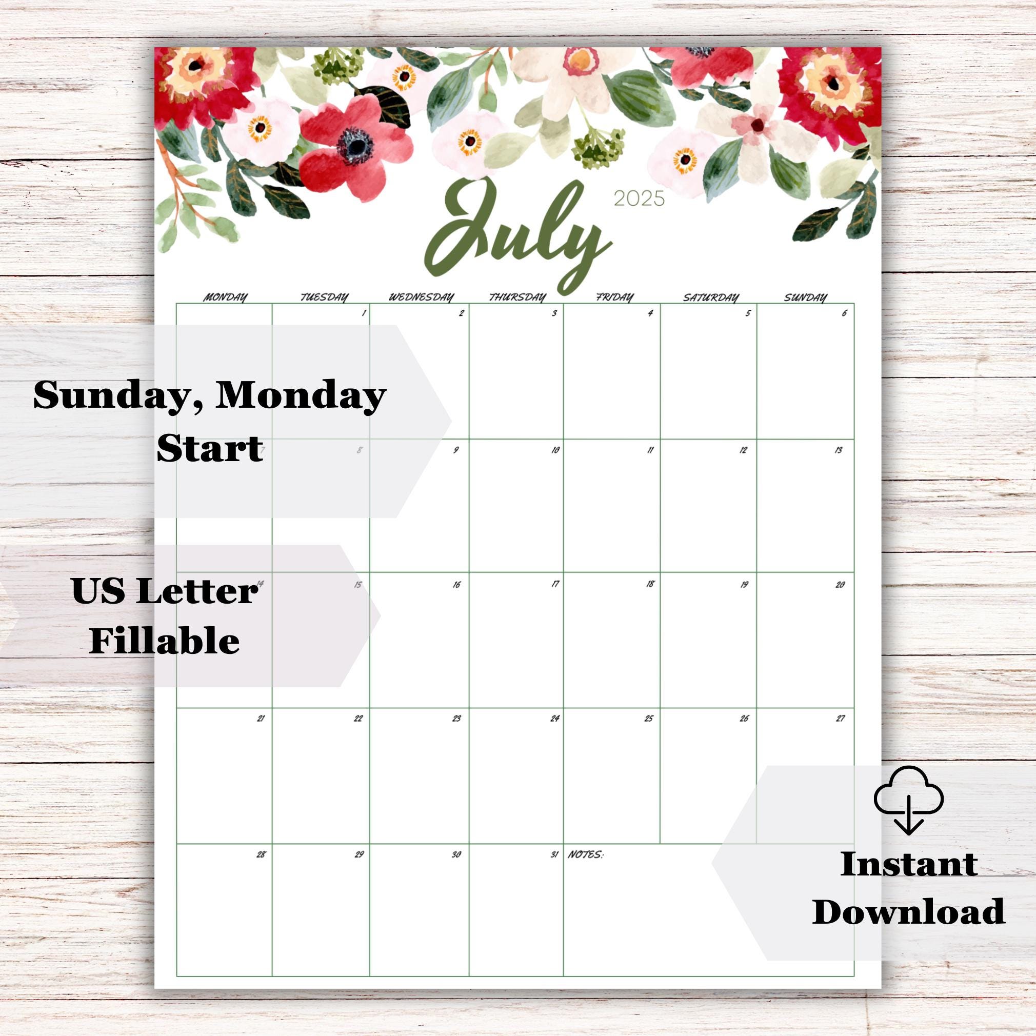 Editable July 2025 Planner, Printable July 2025 Planner, Fillable ...