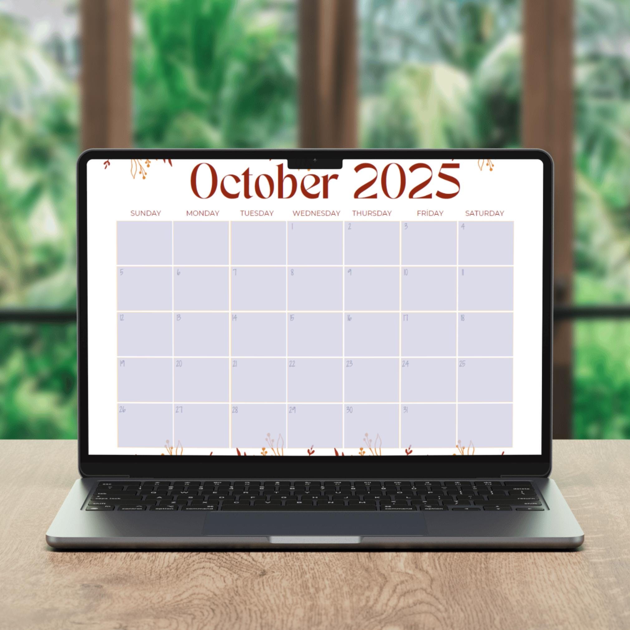 EDITABLE October 2025 Calendar, Academic Calendar, Beautiful Fall ...