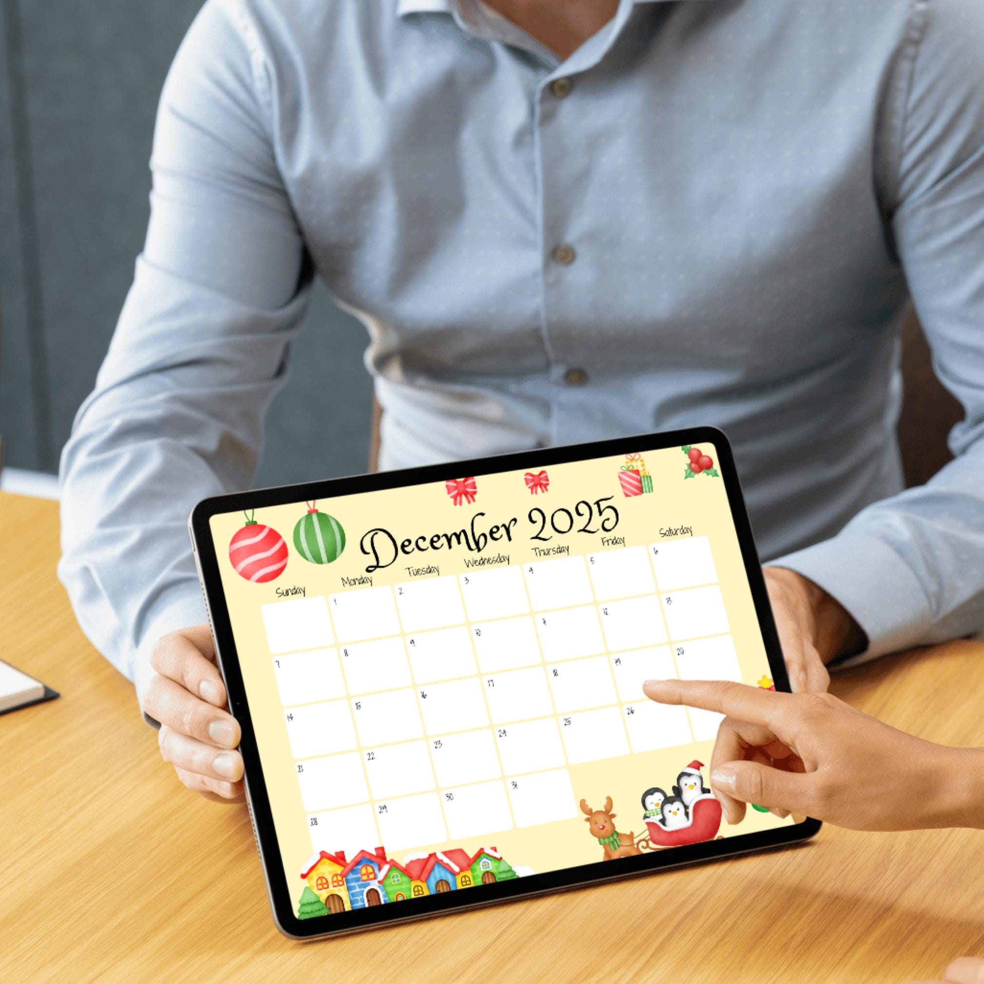 EDITABLE December 2025 Calendar, Beautiful Winter, Cute Penguins ...