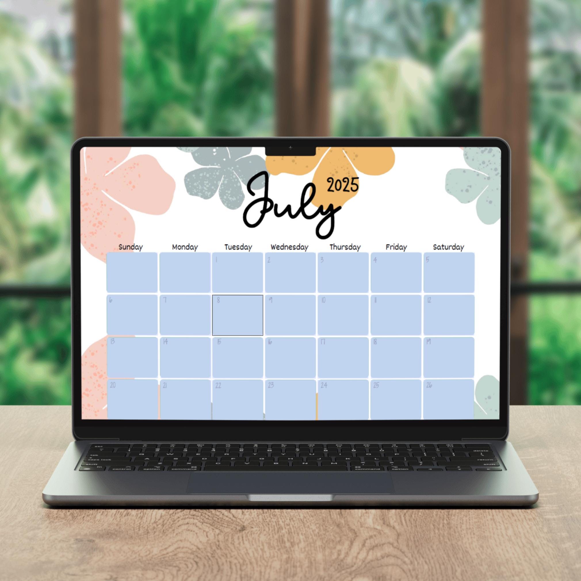 EDITABLE July 2025 Calendar, 2025 July Planner, Monthly Schedule, Boho ...