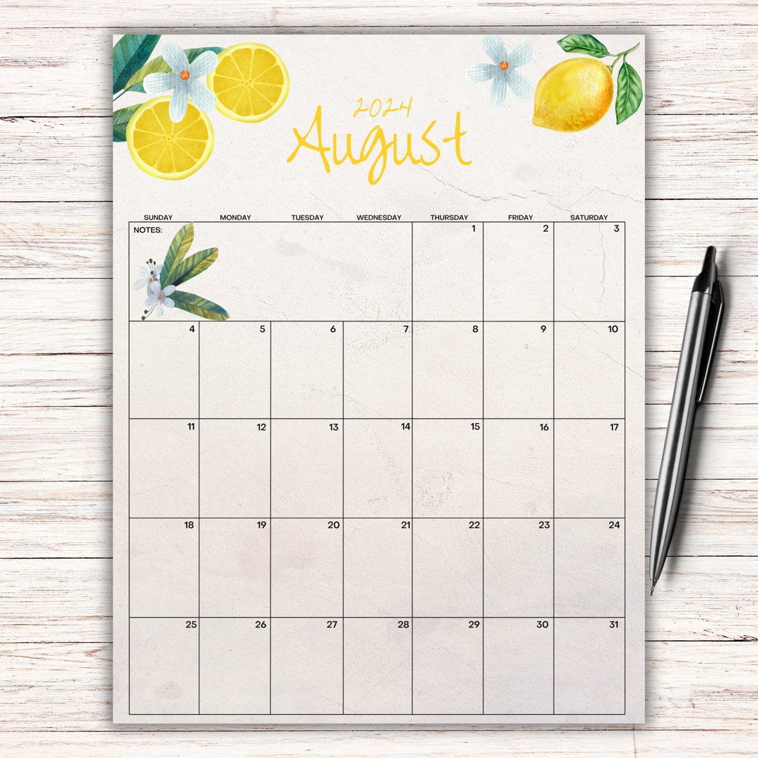 EDITABLE August 2024 Calendar, Printable Homeschool Planner, Simple ...