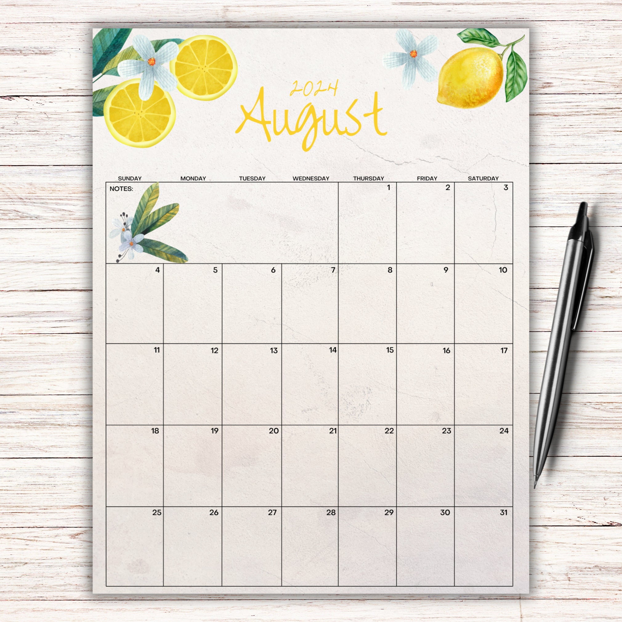 EDITABLE August 2024 Calendar, Printable Homeschool Planner, Simple ...
