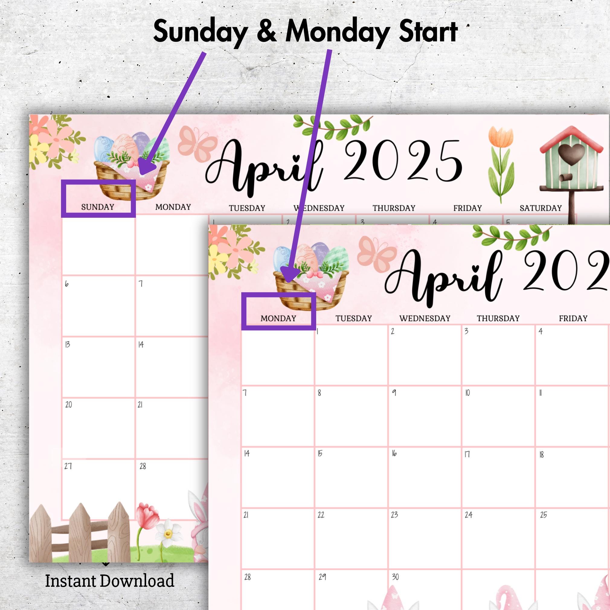 EDITABLE April 2025 Calendar, Printable April Calendar, Fillable ...