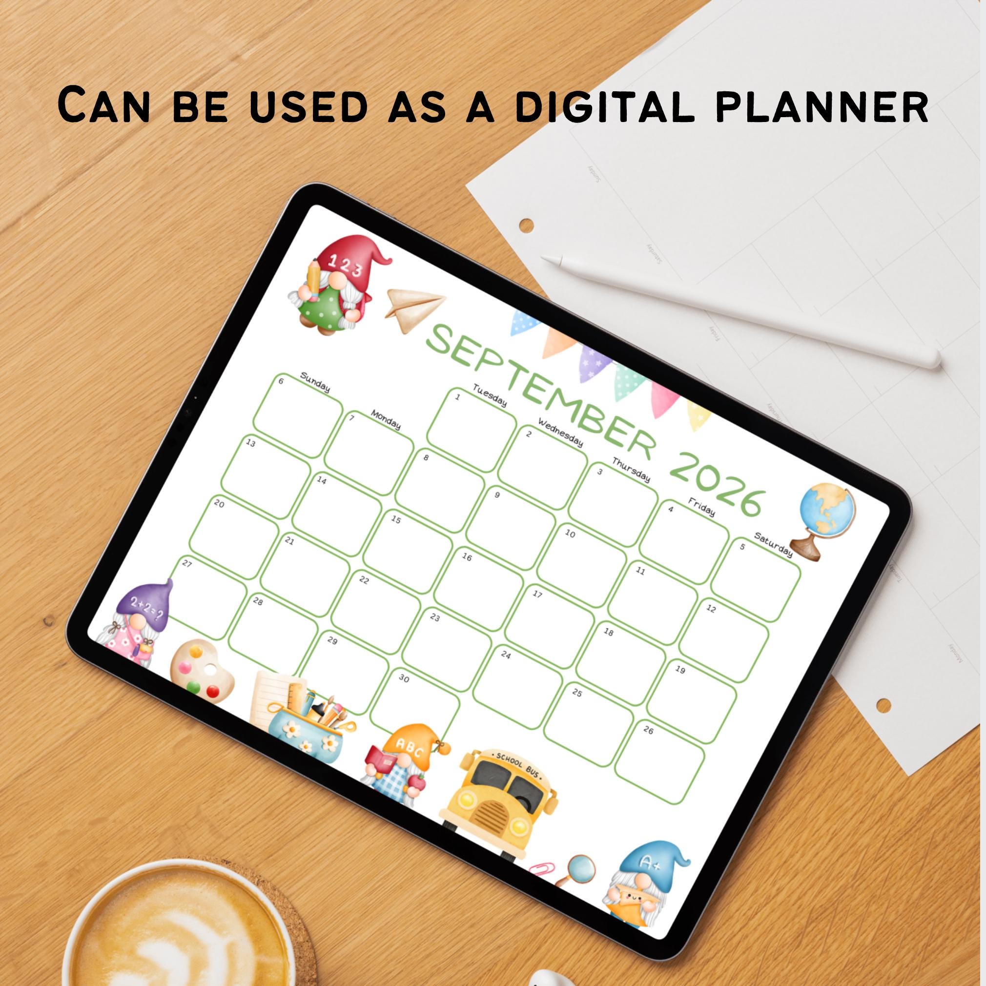 2026 Printable Fillable Gnome Calendar, 12-month Digital Planner ...
