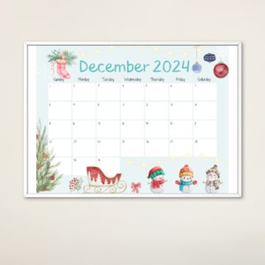EDITABLE December 2024 Calendar, Christmas Planner, Cute Snowmen ...