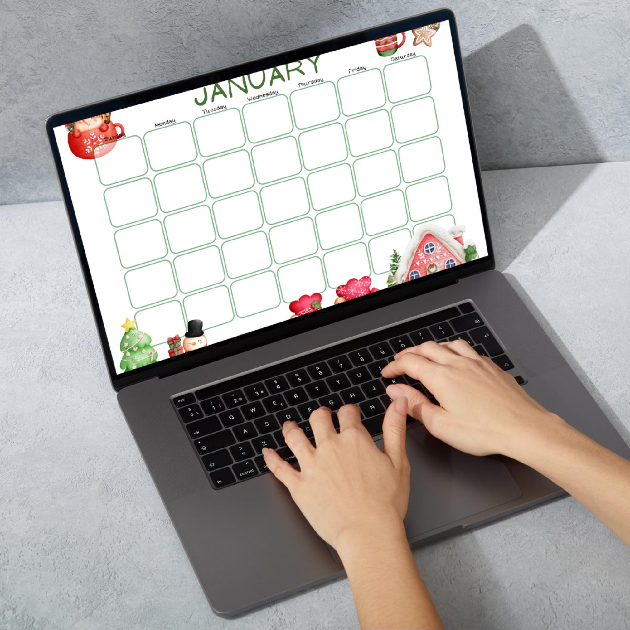 EDITABLE January Calendar, Cute Gnoms, Undated Blank Monthly Calendar ...