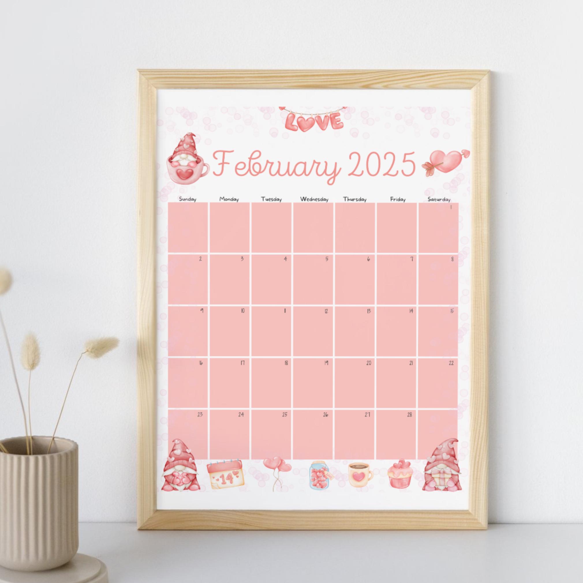 EDITABLE February 2025 Calendar, Printable February Calendar ...