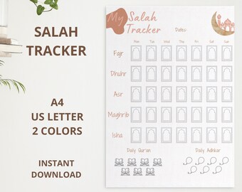Arabic Salah Tracker, Printable Salah Tracker, Muslim Prayer Tracker ...