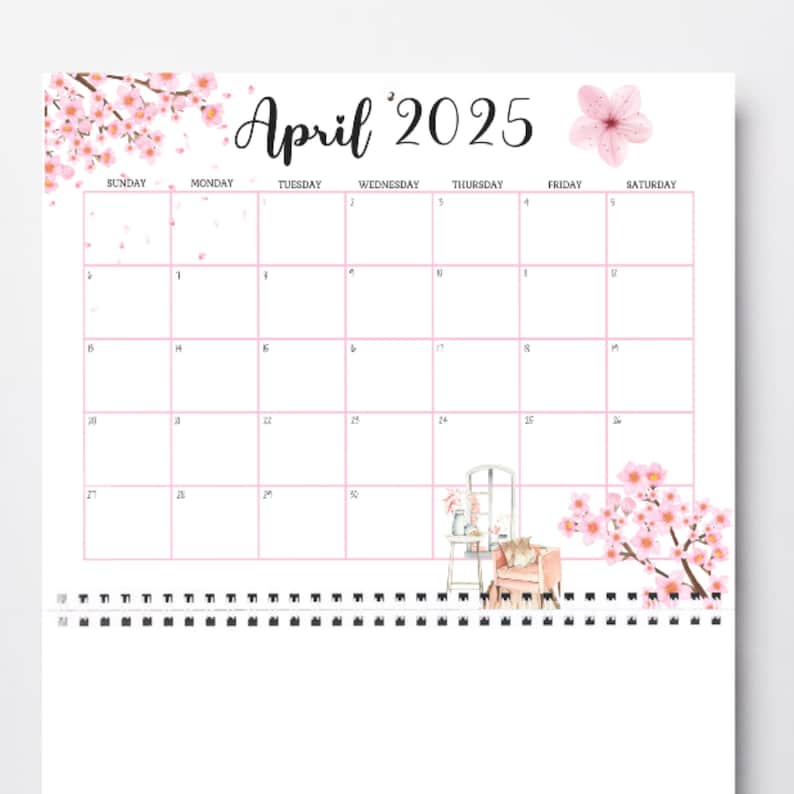 EDITABLE April 2025 Calendar, Printable April Planner, Fillable ...