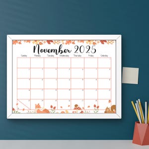 EDITABLE November 2025 Calendar, Monthly Schedule for Kids, Homeschool ...