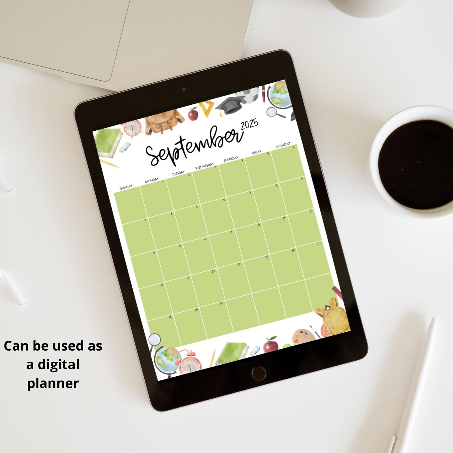 EDITABLE September 2025 Calendar, School Supplies Design Calendar, Back ...