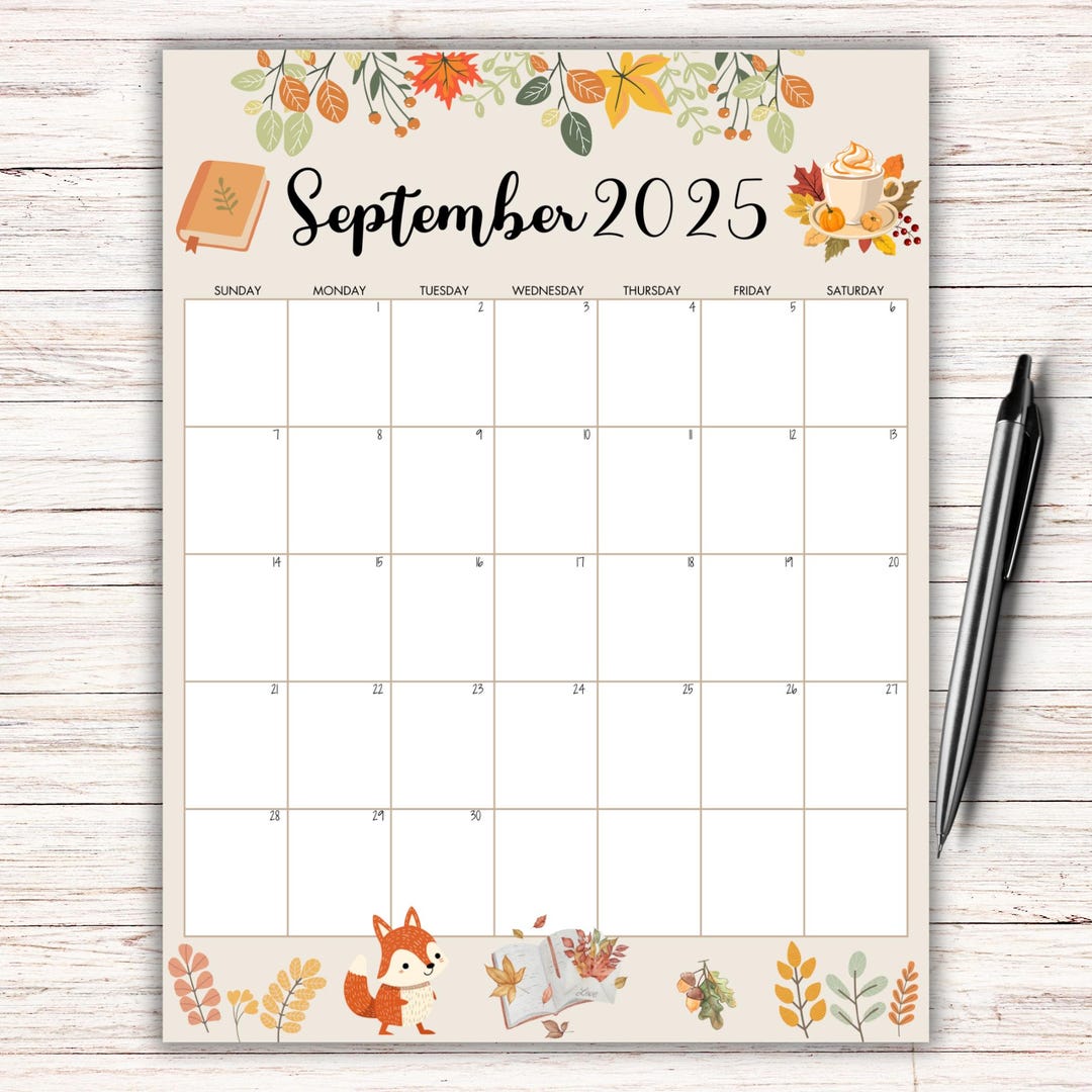 EDITABLE September 2025 Calendar With Autumn Theme, Printable September ...