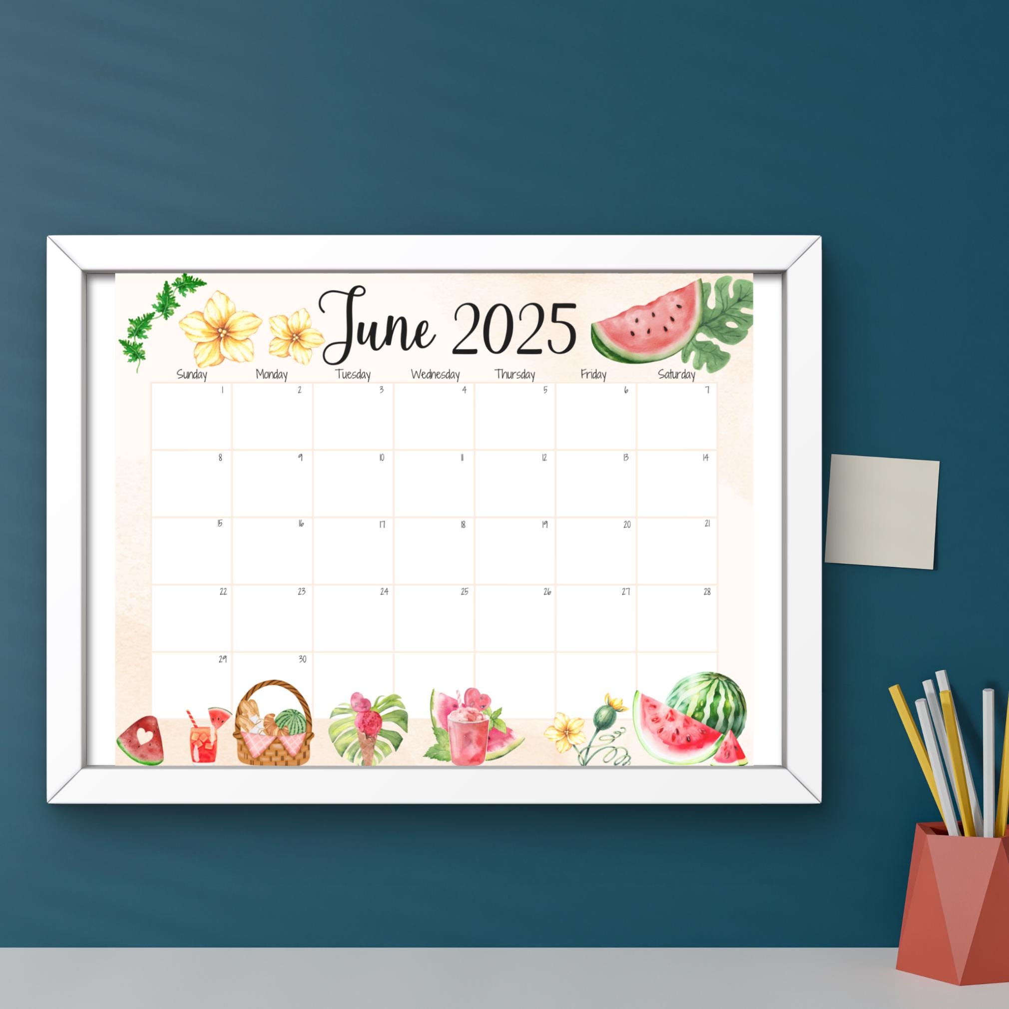 EDITABLE June 2025calendar, 2025 Summer Planner, Fillable June Calendar ...