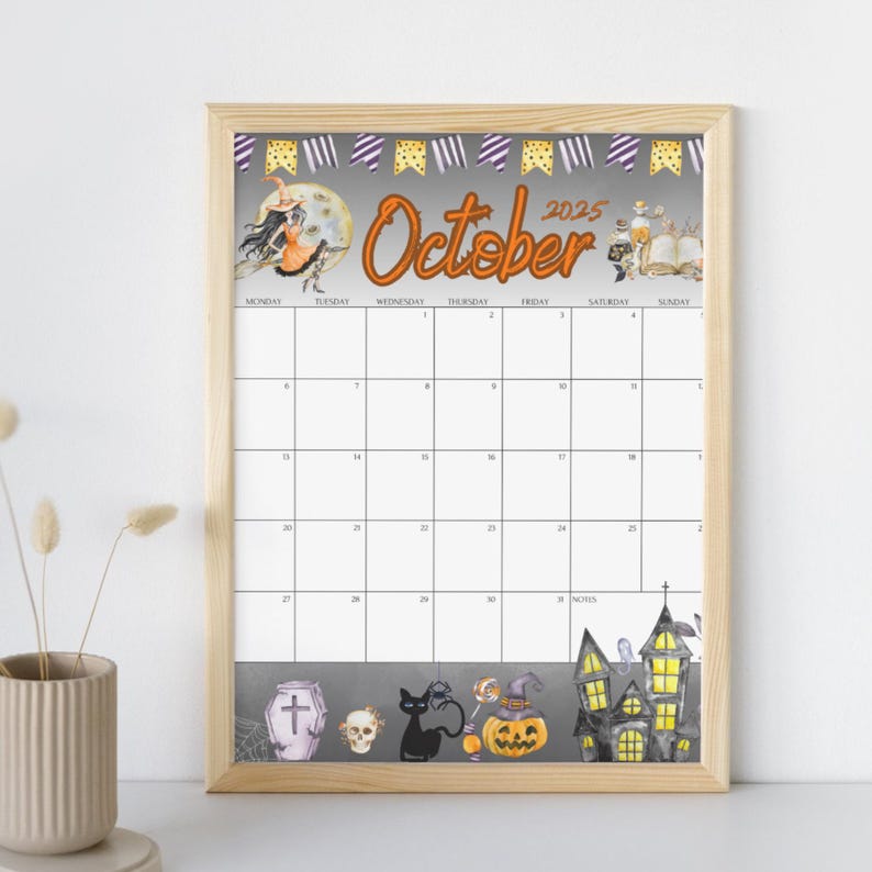 EDITABLE October 2025 Calendar, Happy Halloween, Printable Calendar ...