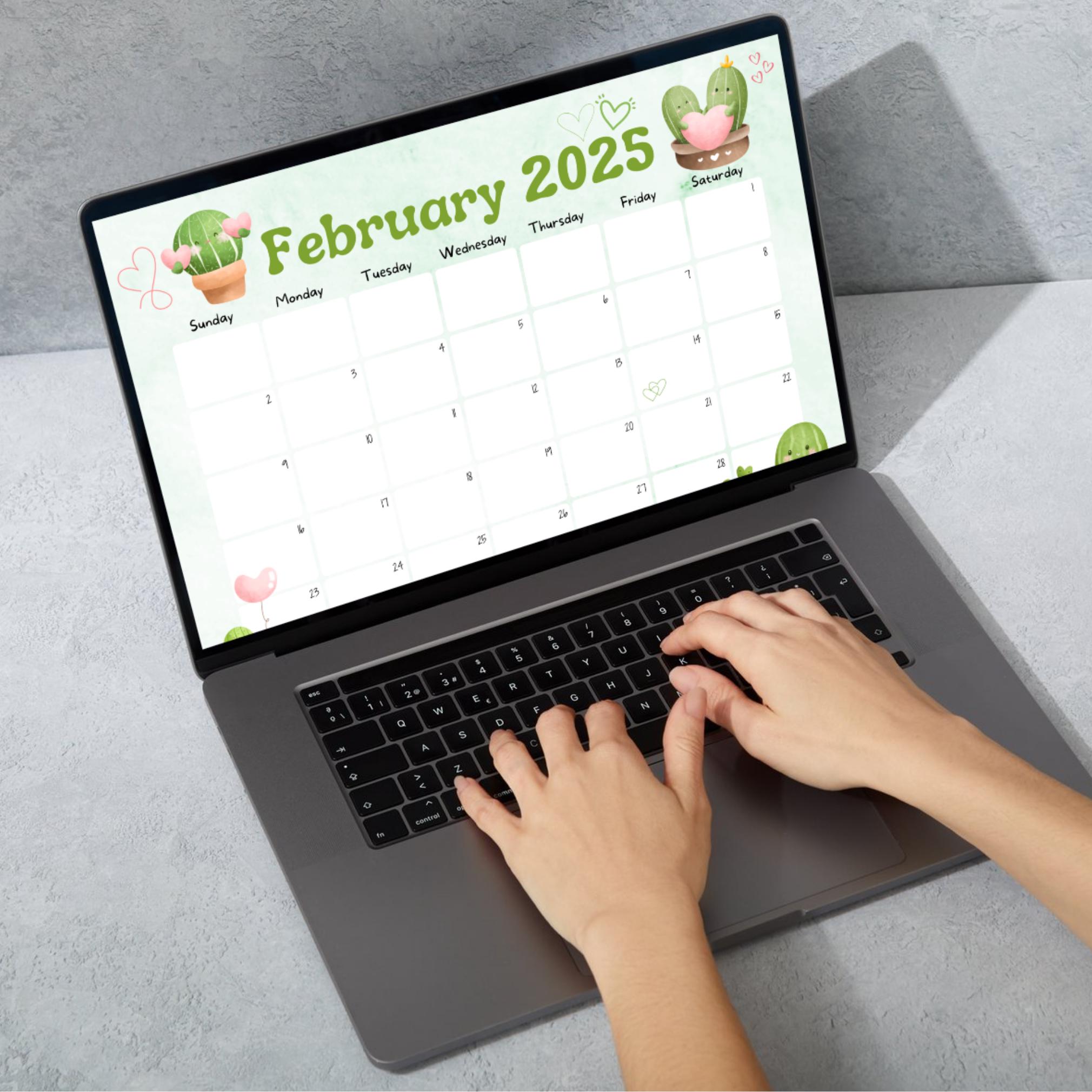 EDITABLE February 2025 Calendar, Homeschool Calendar, Valentine's Day ...