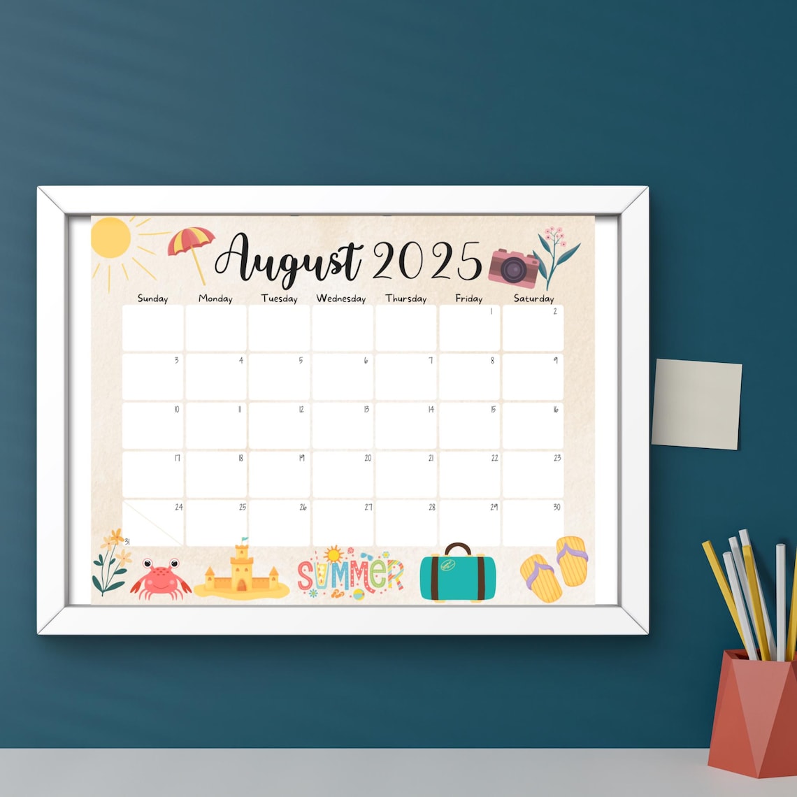 EDITABLE August 2025 Calendar, Printable Vacation Planner, Wonderful ...