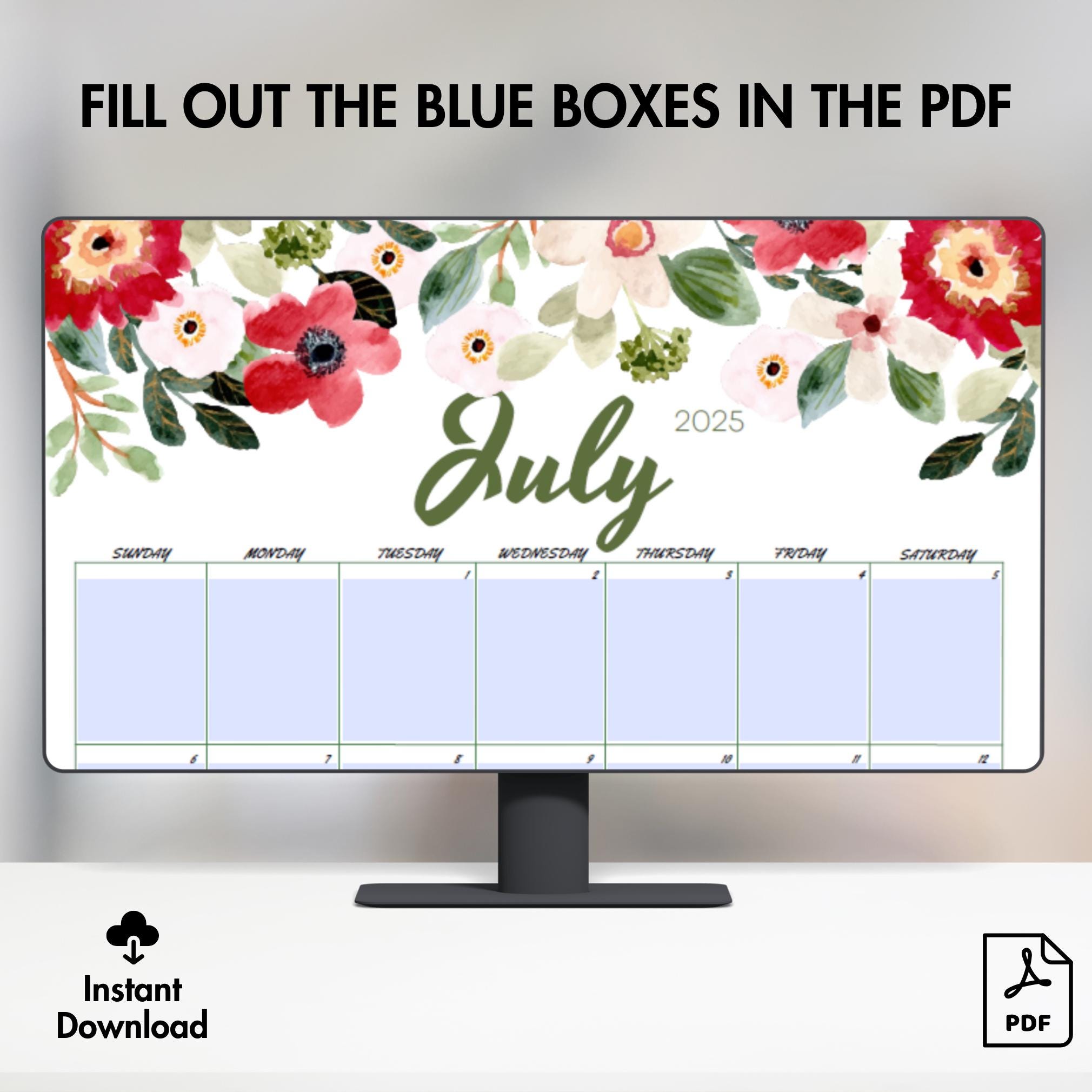 Editable July 2025 Planner, Printable July 2025 Planner, Fillable ...