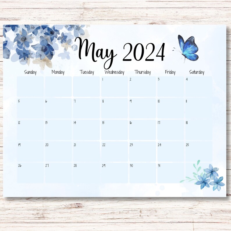 EDITABLE May 2024 Calendar, Simple and Elegance May Monthly Planner ...