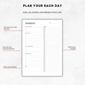Work From Home Planner, Printable Daily Planner, Daily Hourly Planner ...