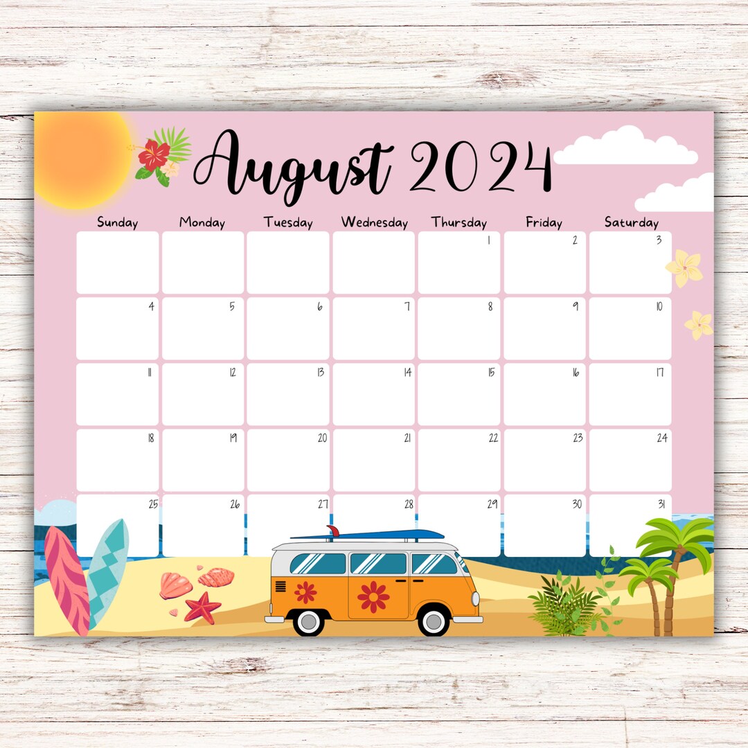 EDITABLE August 2024 Calendar, Printable Vacation Planner, Wonderful ...