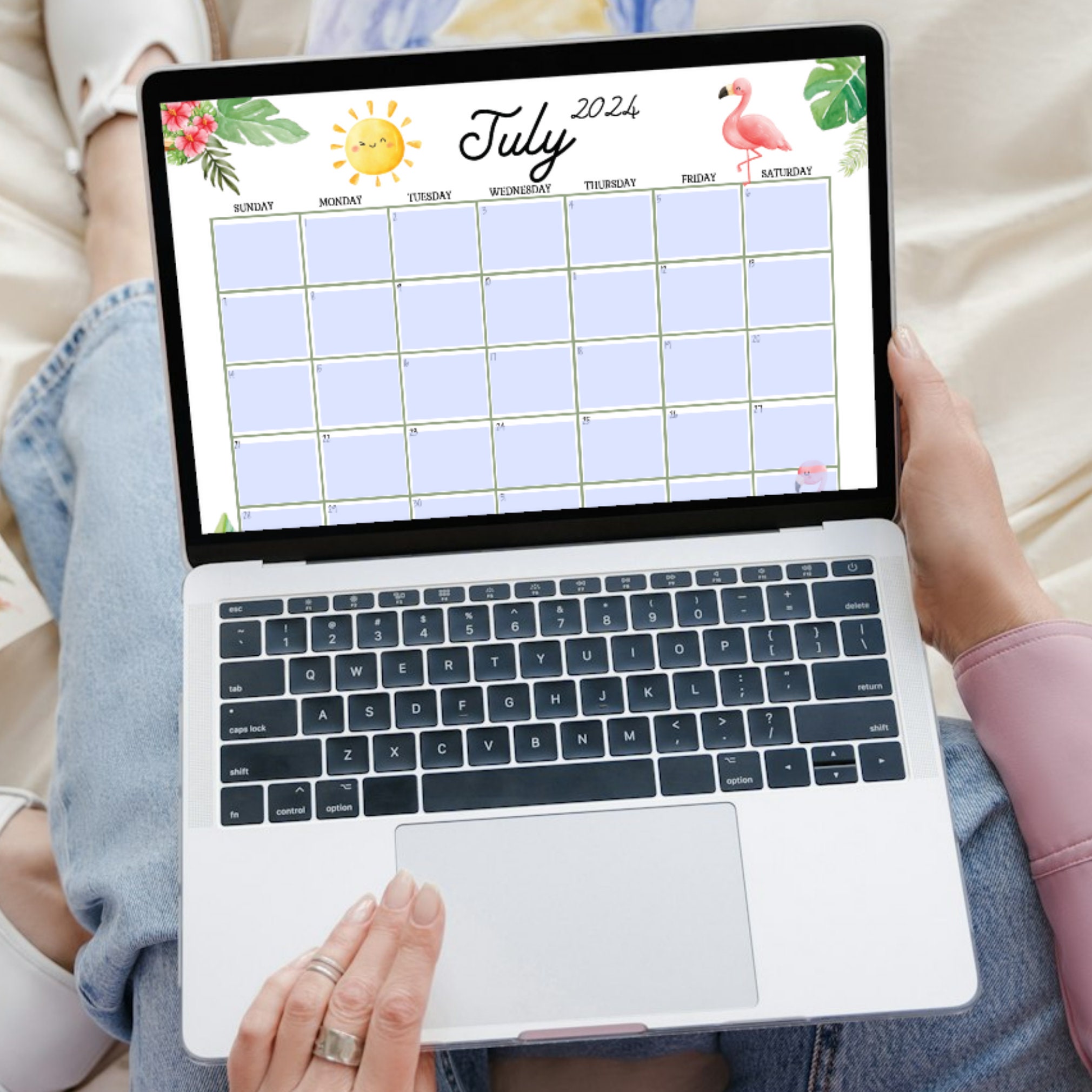 EDITABLE July 2024 Calendar, Beautiful Colorful Summer, Monthly Planner ...